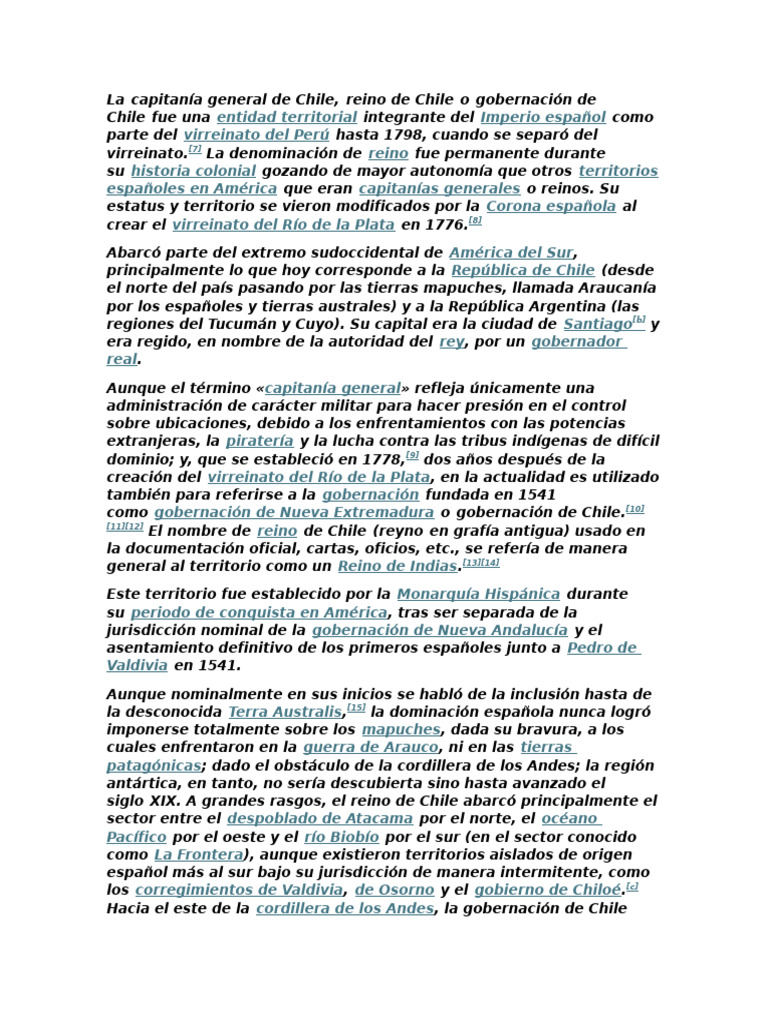 Capitanía General de Chile: Historia y Territorio | PDF | Antiguas ...