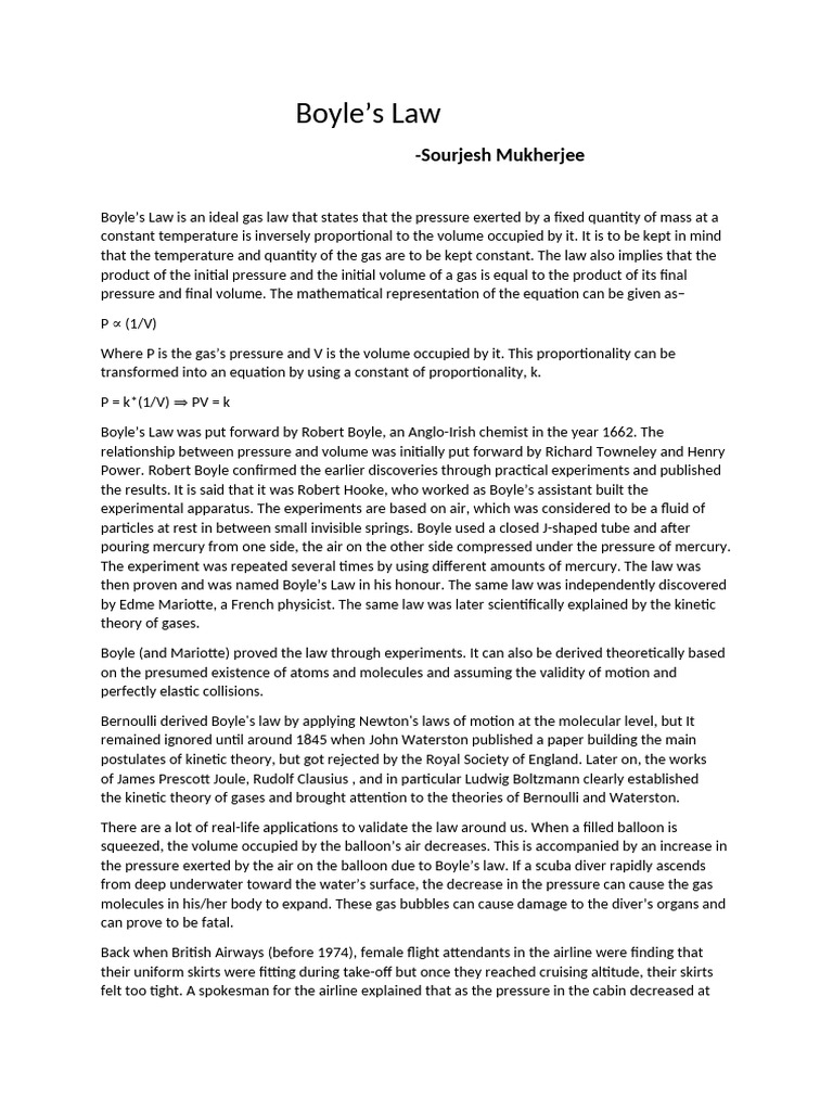 Boyle's Law | PDF | Gases | Applied And Interdisciplinary Physics