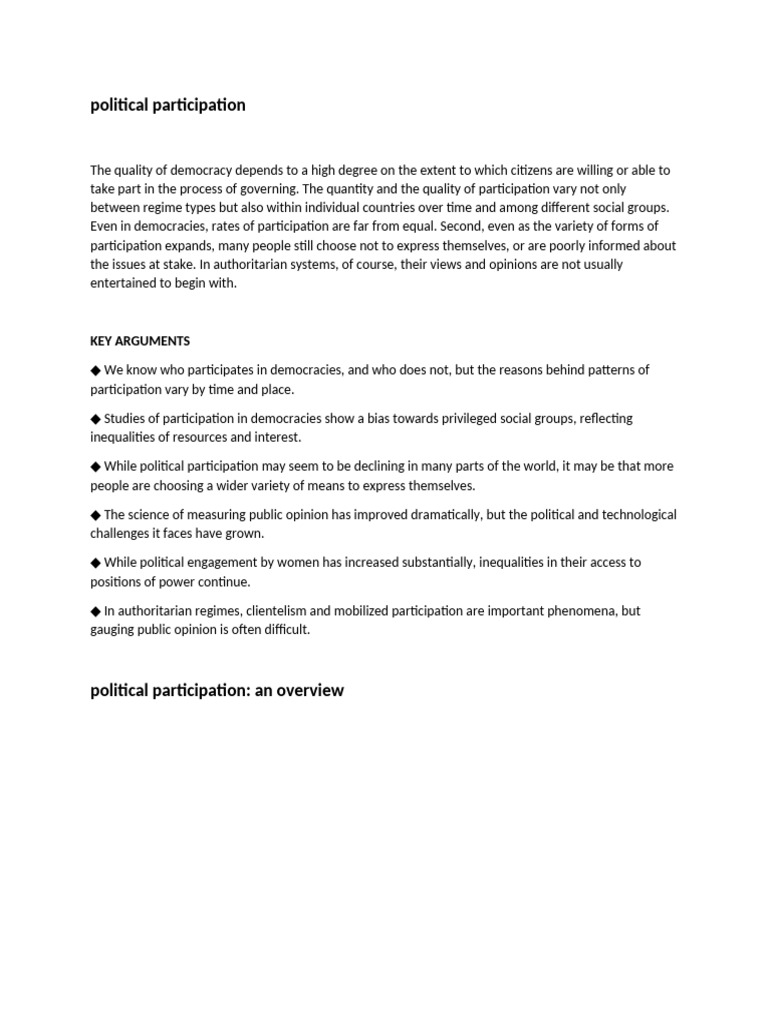 Political Participation Outline Notes | PDF