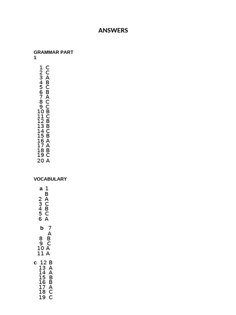 B2 Practice Test Answers | PDF