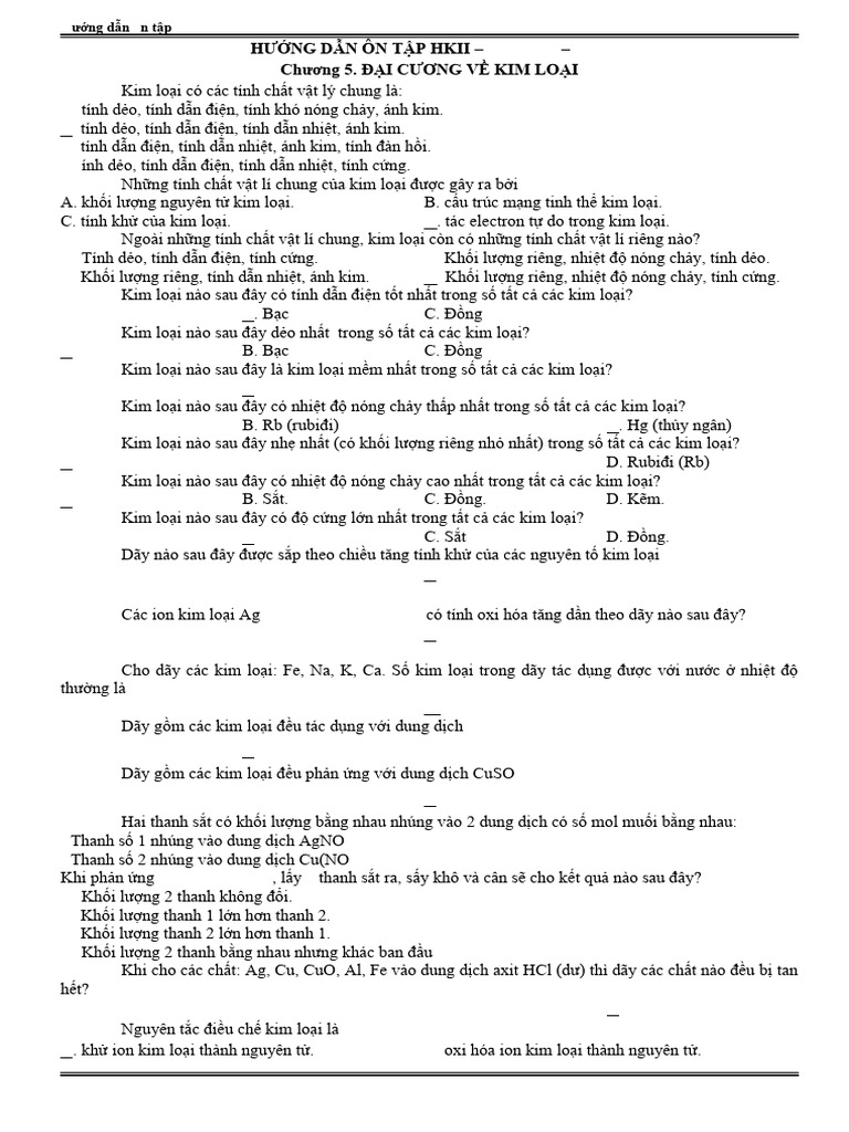 HD ÔN TẬP KHỐI 12 HKII 2023 - 2024 | PDF