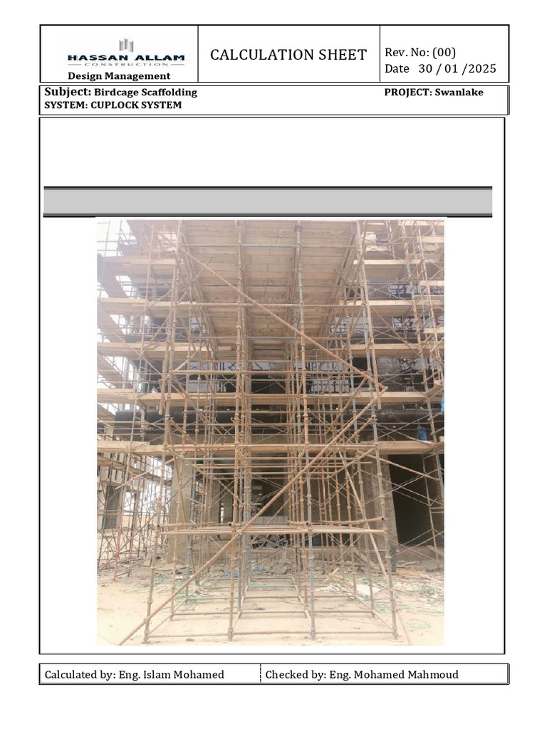 Calculation Sheet For Birdcage Scaffolding - SLR PARCEL 14 | PDF ...