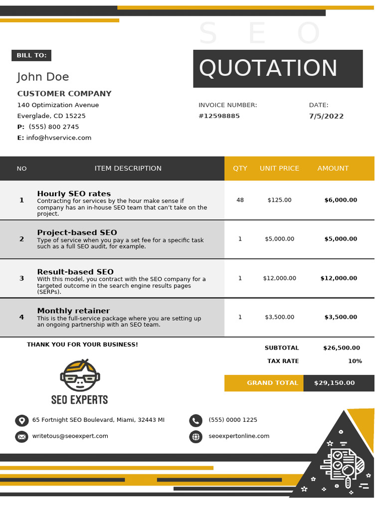 SEO Quote Template - TemplateLab.com | PDF