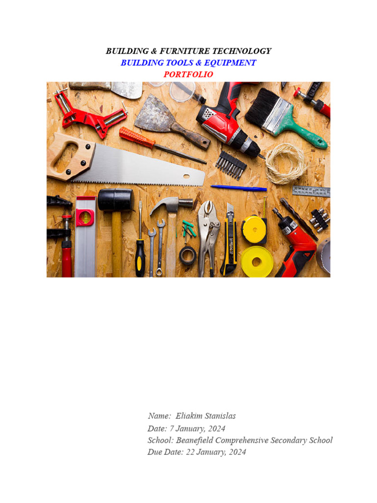 Building Tools & Equipment Protfolio | PDF | Tools | Scaffolding