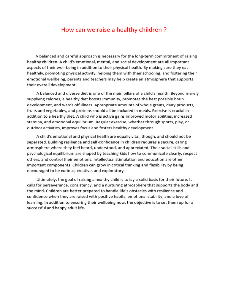 Raising Healthy Children: Key Strategies | PDF