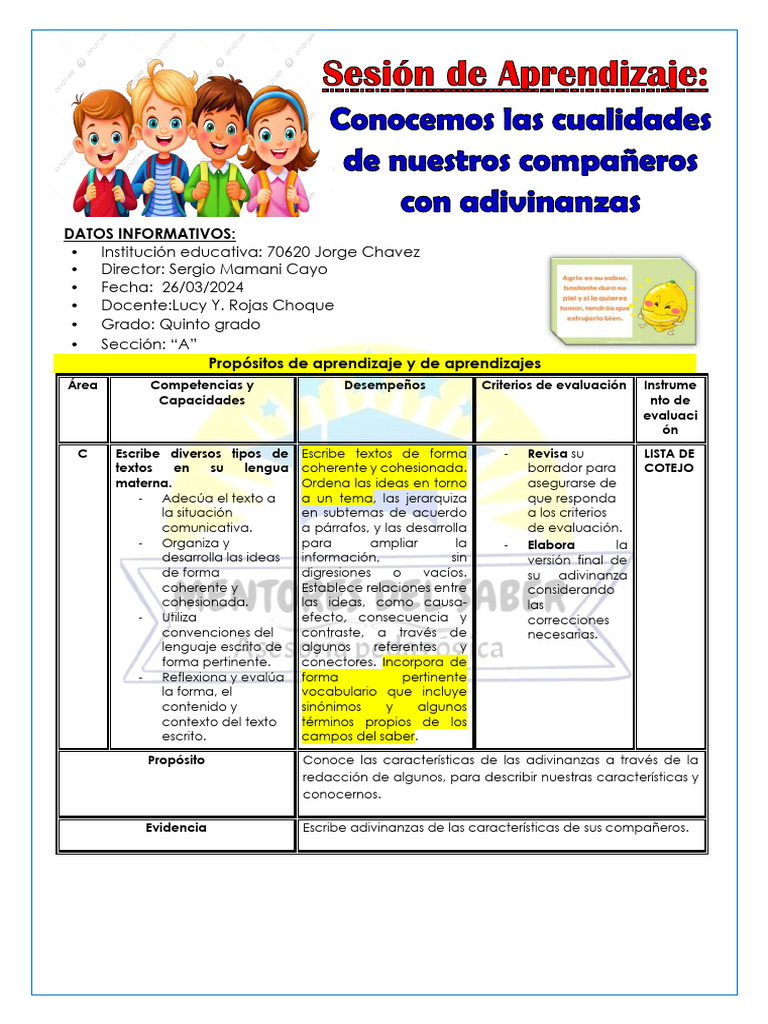 Sesion Adivinanza | PDF | Cognición | Aprendizaje