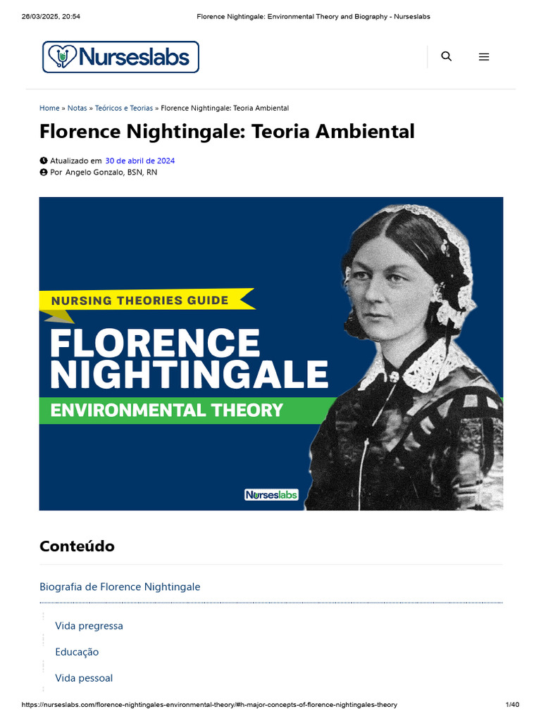 Teoria Ambiental de Florence Nightingale | PDF | Florence Nightingale ...