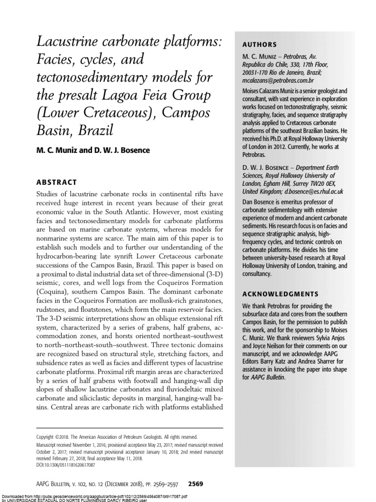 Lacustrine Carbonate Models Campos Basin | PDF | Rift | Sedimentology