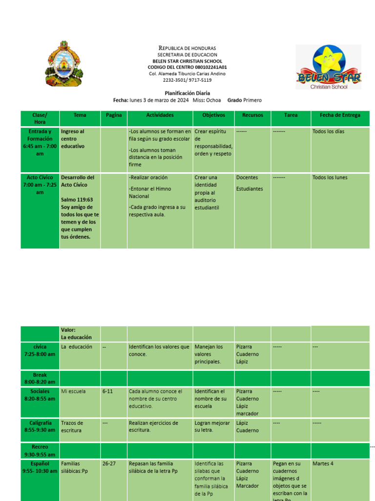 1er Grado Miss Ochoa Sem. 3-7 | PDF