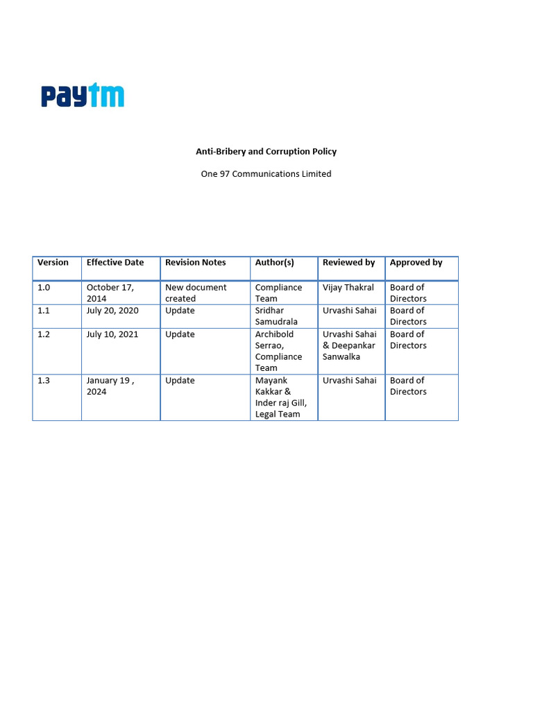 Anti Bribery Anti Corruption Policy | PDF | Bribery | Business