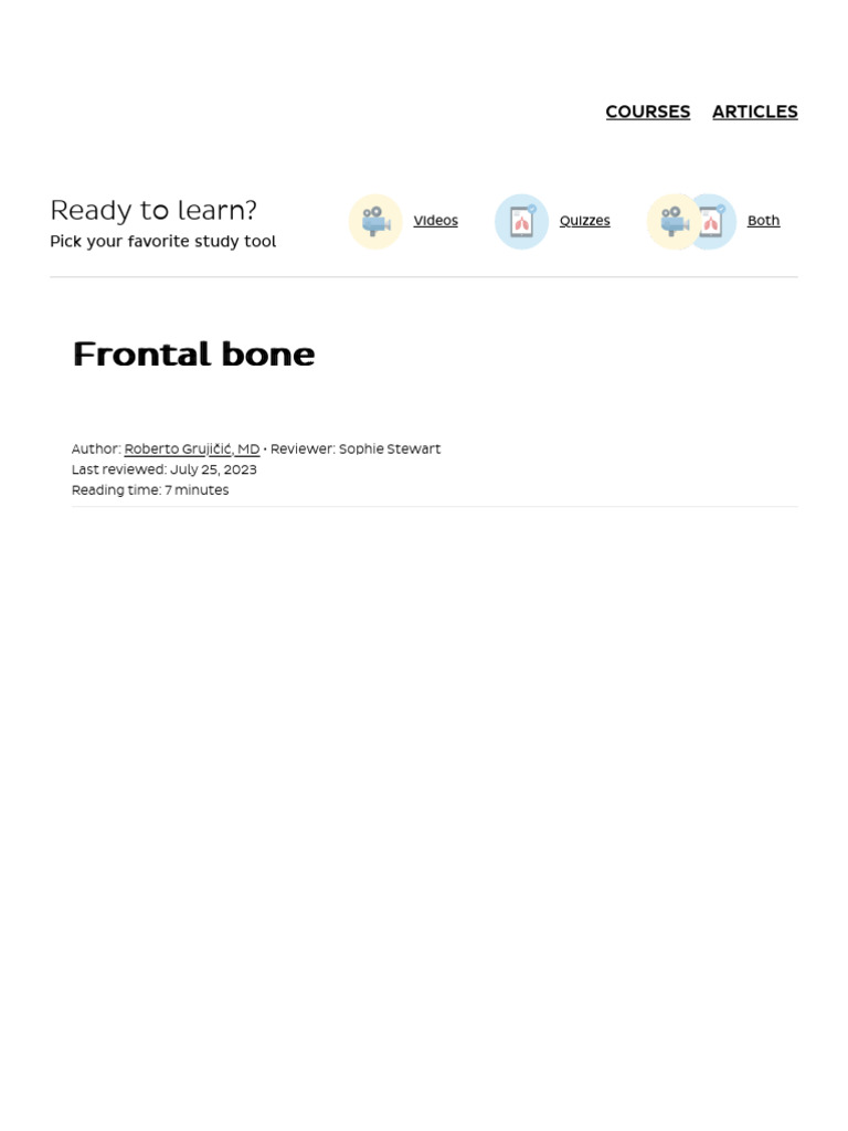 Frontal Bone - Anatomy, Borders and Development - Kenhub | PDF | Skull | Skeletal System
