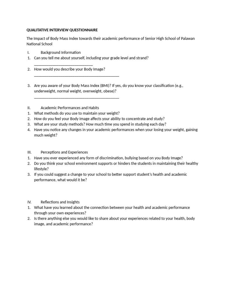 Qualitative Interview Questionnaire | PDF