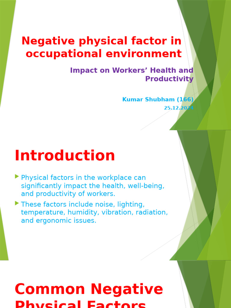 Negative Physical Factor in Occupational Environment.pptx | PDF ...