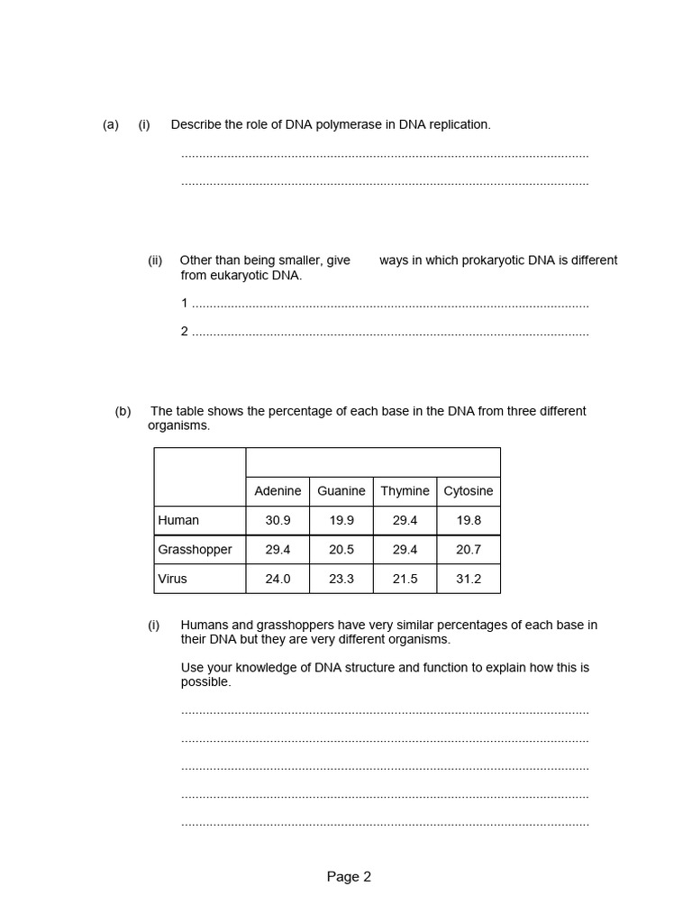 Nucleic Acids - Structure and Replication QP | PDF | Dna | Gene