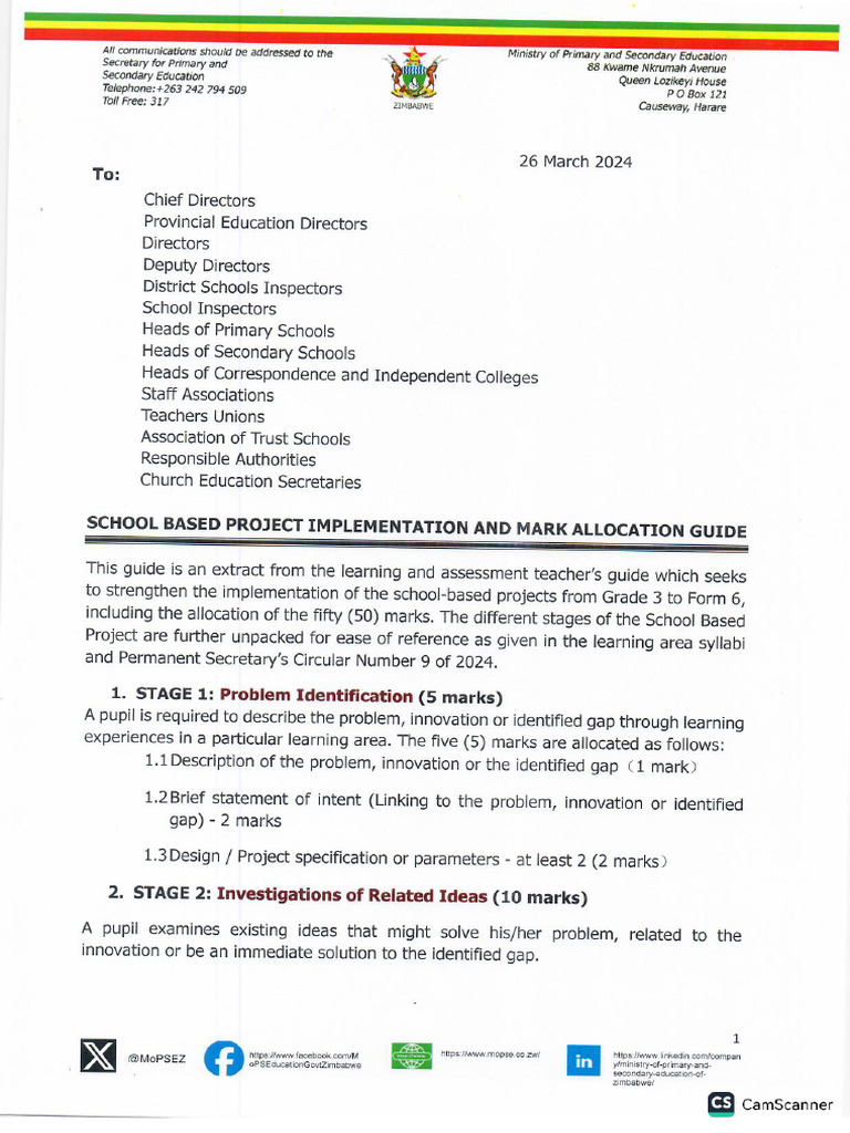 School Based Project Marking Guide | PDF