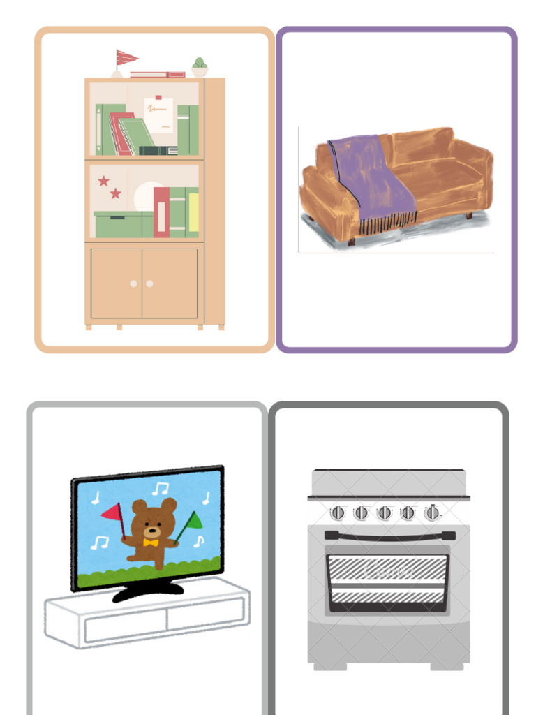 Coisas Na Escola Simples Desenhado À Mão Flashcards PDF | PDF