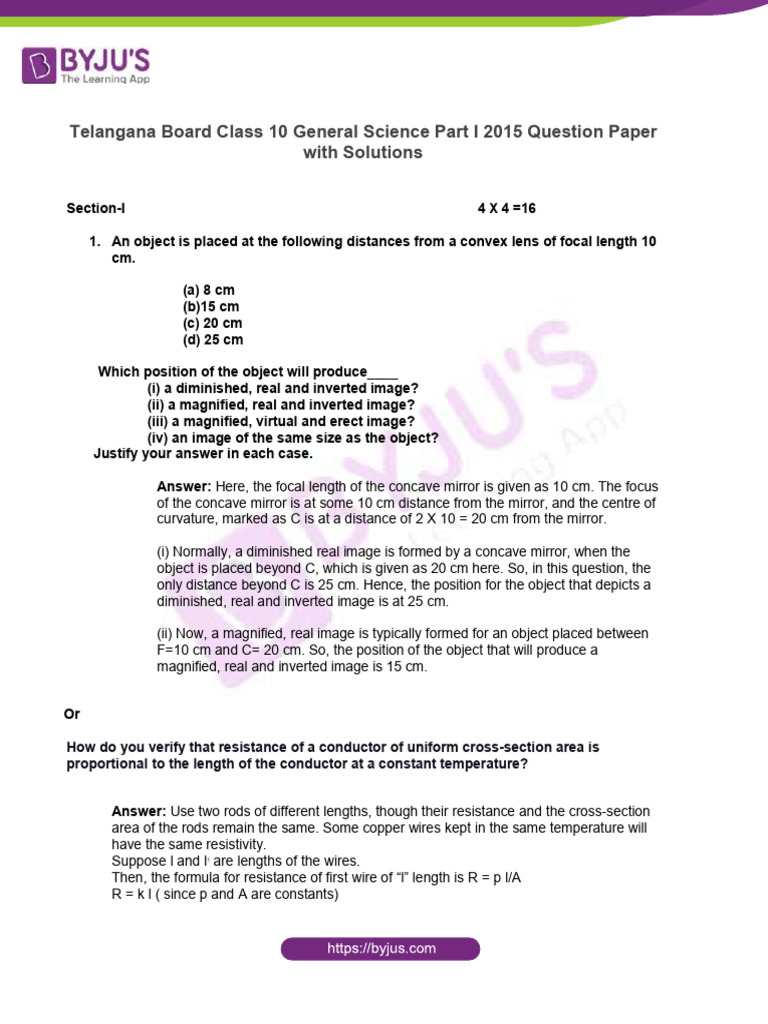 Telangana Class 10 Science Exam Paper | PDF | Acid | Hydrochloric Acid