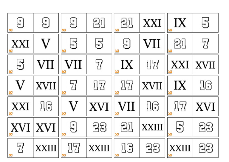 DOMINO NUMEROS ROMANOS | PDF