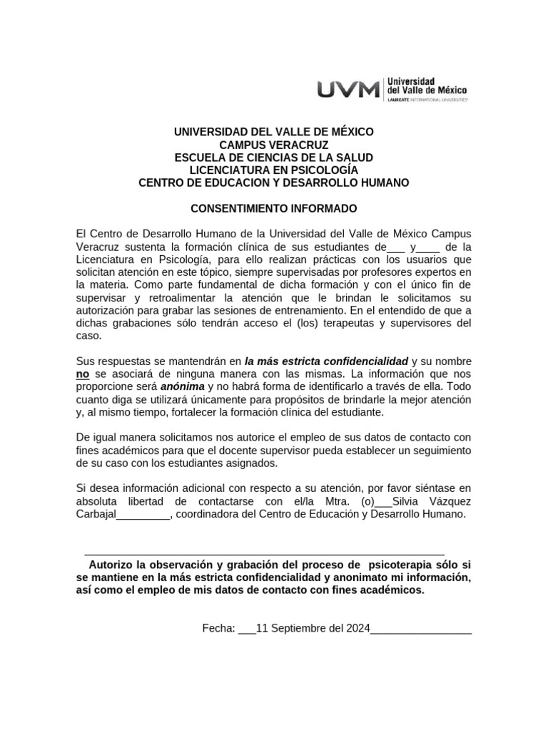 Consentimiento Informado Cedh | PDF