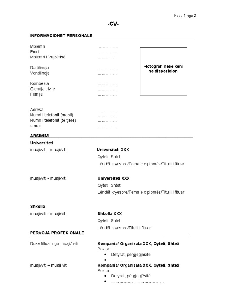 CV Standard Template-Shqip (1)