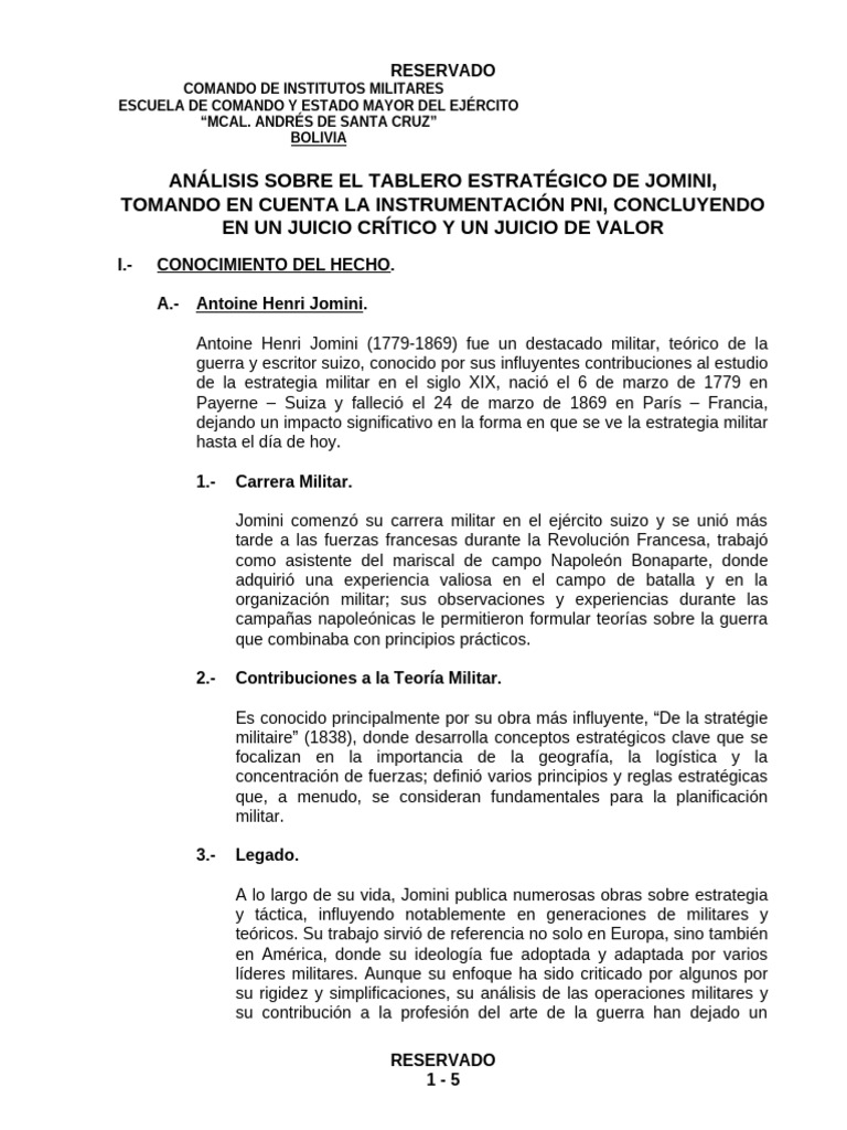 Pni Tablero de Jomini | PDF | Guerra relámpago | Antoine Henri Jomini