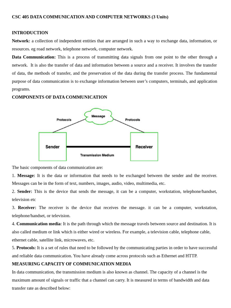 CSC 405 Data Communication and Computer Networks | PDF | Transmission Medium | Duplex ...