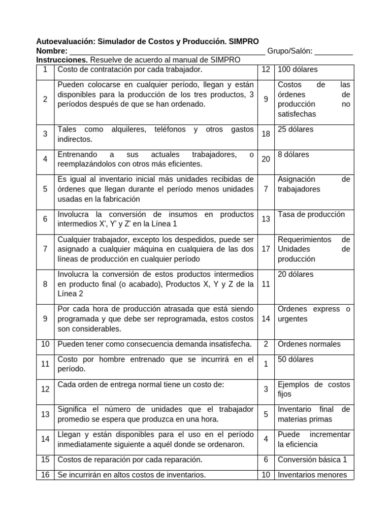 2 Autoevaluación SIMPRO | PDF | Economias