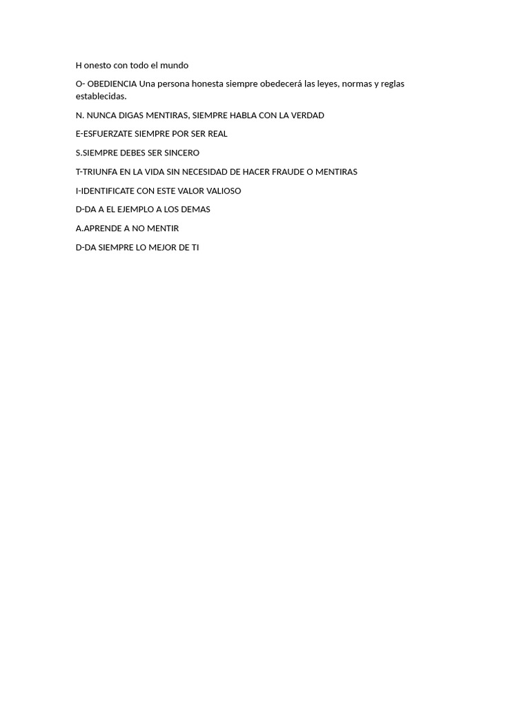 Acrostico Honestiodad | PDF