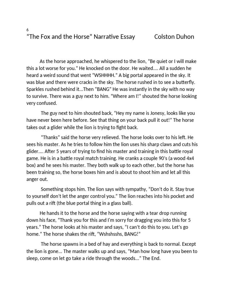 "The Fox and The Horse" Narrative Essay Colston | PDF