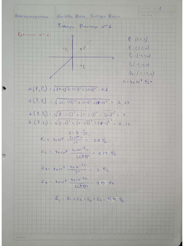 Gordillo Mateo, Santiago Ruben - TP N° 1 ELCTROMAGNETISMO | PDF