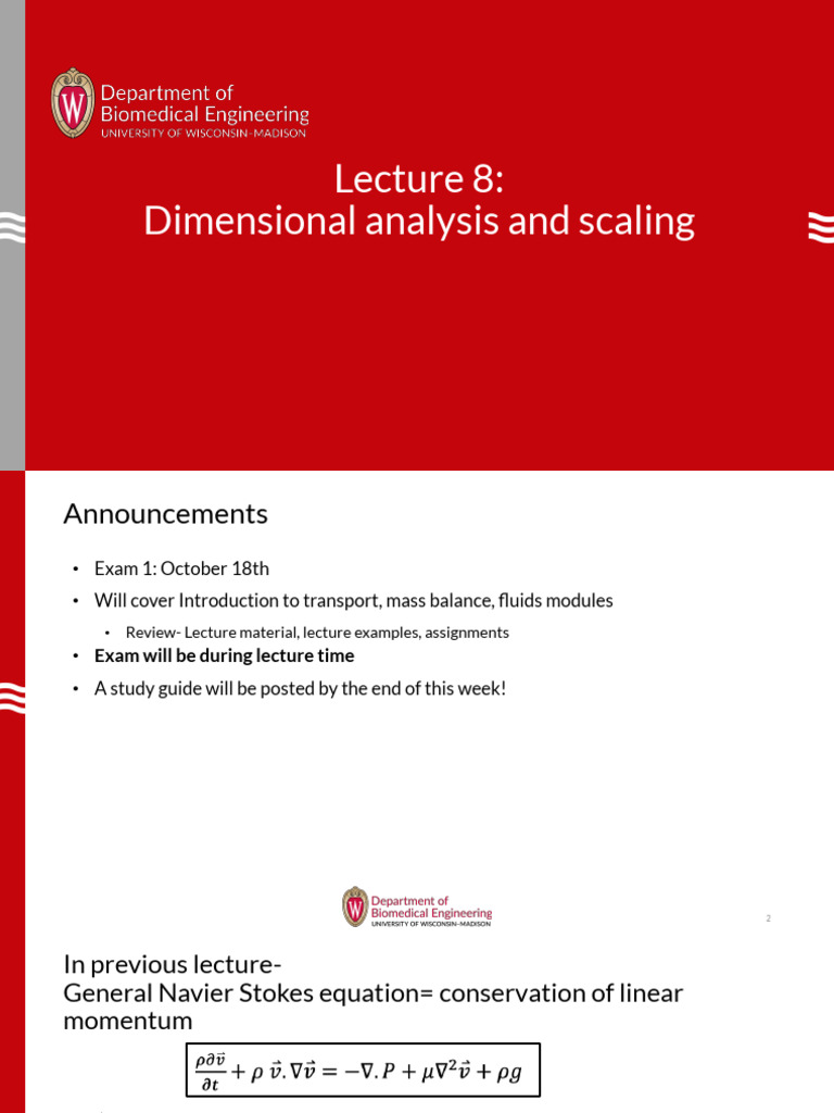 Lecture 8 - Dimensional Analysis, Scaling, Dimensionless Numbers | PDF | Fluid Dynamics | Navier ...