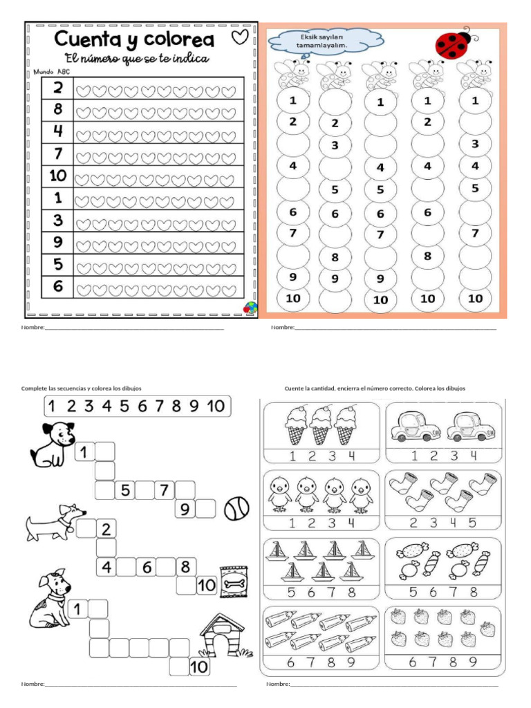 Actividades de Refuerzo Los Numeros Del 0 Al 10 | PDF