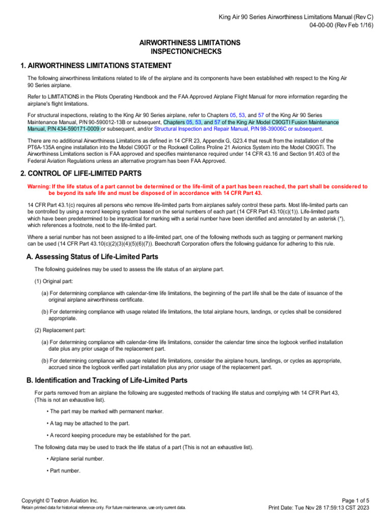 ml-b-90-MM-Chapter 4 - Airworthiness Limitations | PDF | Federal ...