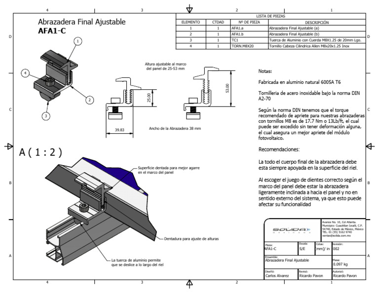 Datasheet Afa1 | PDF | Tornillo | Materiales de construcción