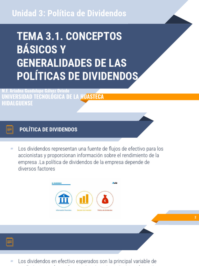 3.1. Conceptos B-Sicos y Generalidades de Las Pol-Ticas de Dividendos ...