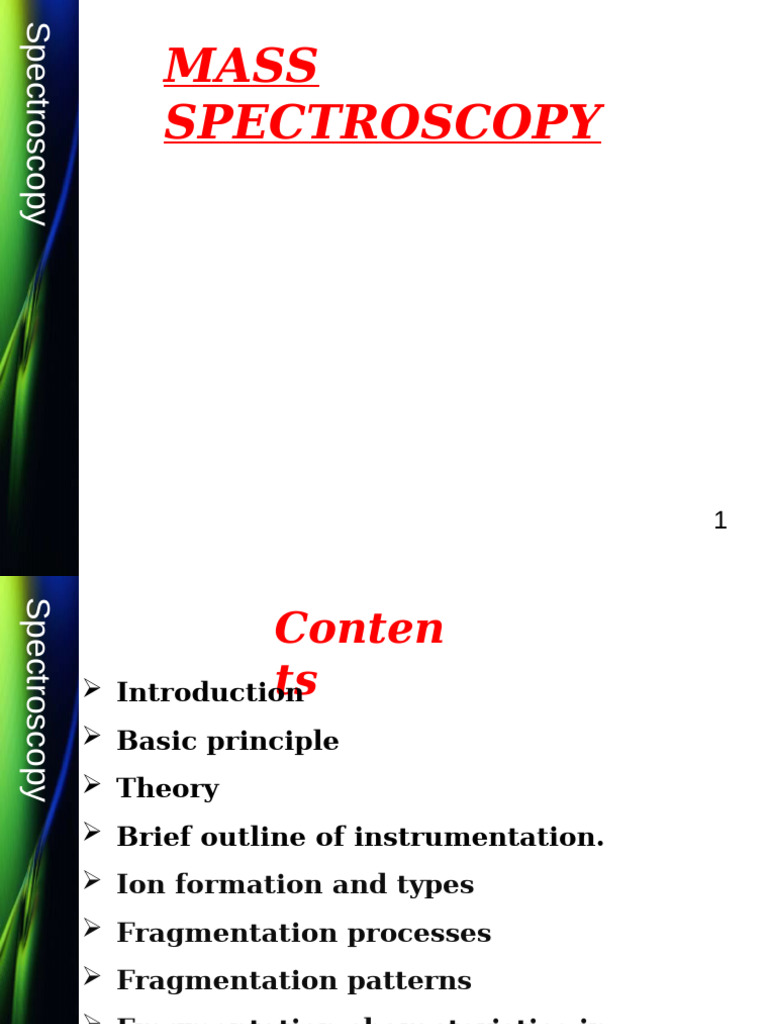 Mass Spectroscopy Ppt | PDF | Mass Spectrometry | Ion
