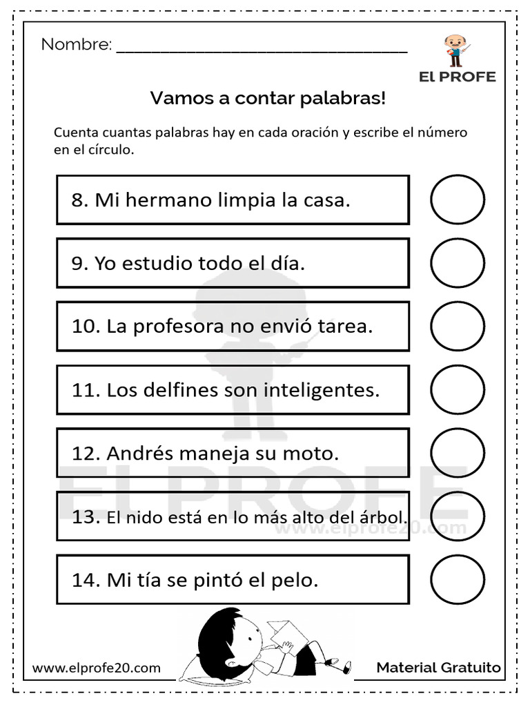 Cuadernillo Contando Palabras en Una Oración-3 | PDF