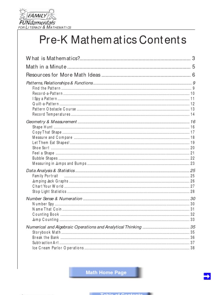 Activities For Hands-On-learning Math Pre-K | PDF | National Council Of ...