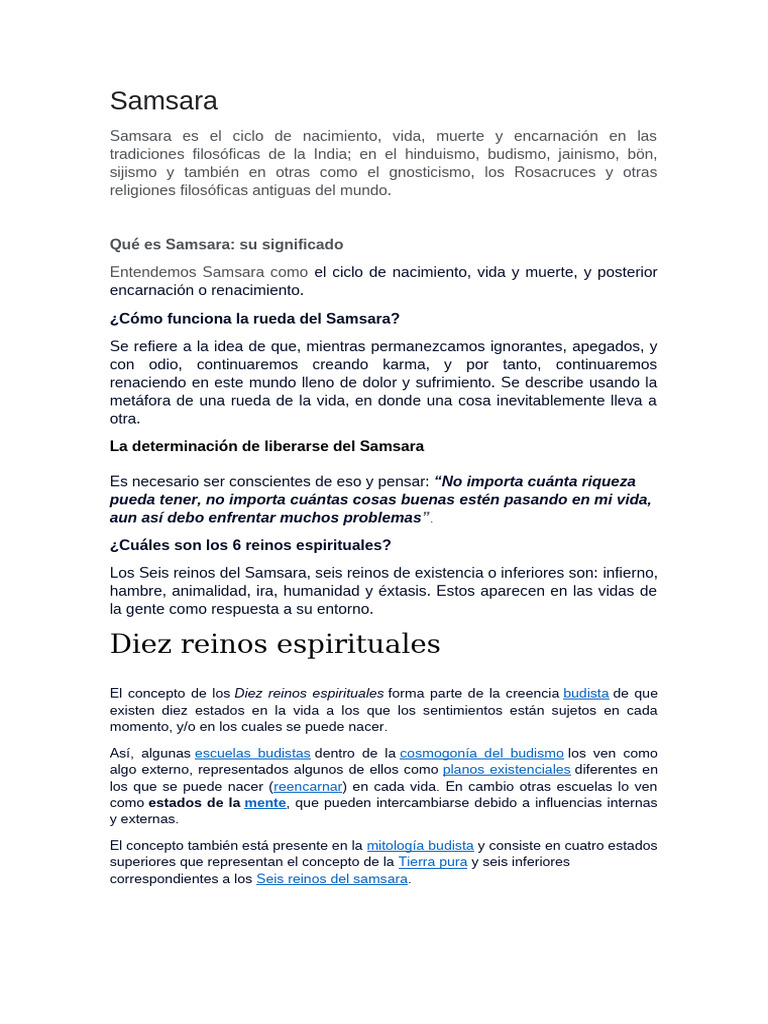 Samsara | PDF | Filosofía india | Filosofía oriental