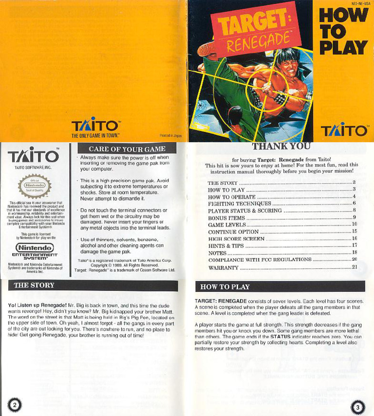 Target Renegade - NES - Manual | PDF