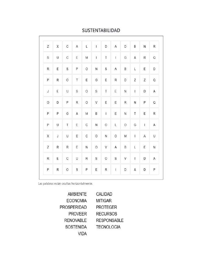 SOPA DE LETRAS DE SUSTENTABILIDAD | PDF