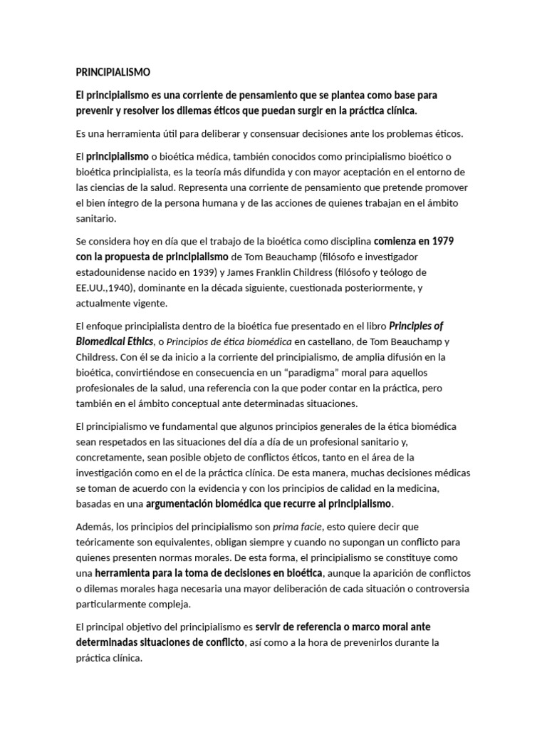 PRINCIPIALISMO | PDF | Bioética | Aprendizaje