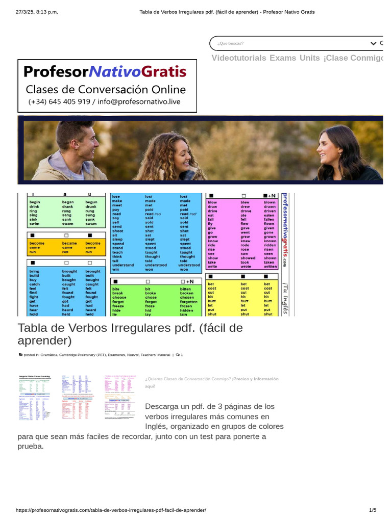 Lista de Verbos Irregulares en PDF | PDF | Gramática | Unidades Semánticas