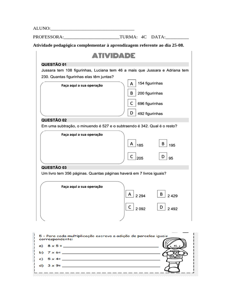 ATIVIDADE COMPLEMENTAR 4 ANO C- 25-08 | PDF