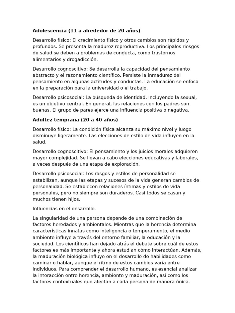 Adolescencia | PDF | Desarrollo humano | Conceptos psicologicos