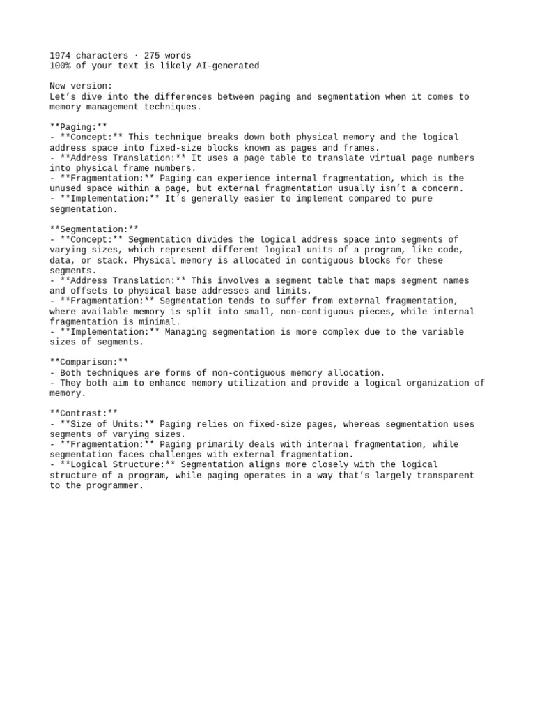 Paging vs Segmentation in Memory Management | PDF
