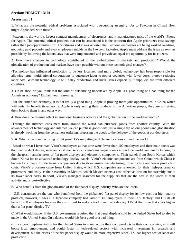 CHAPTER 1 | PDF | Apple Inc. | Outsourcing
