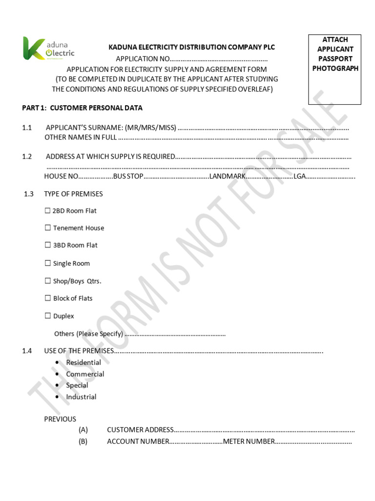 Electricity Supply Application Form | PDF | Receipt | Payments