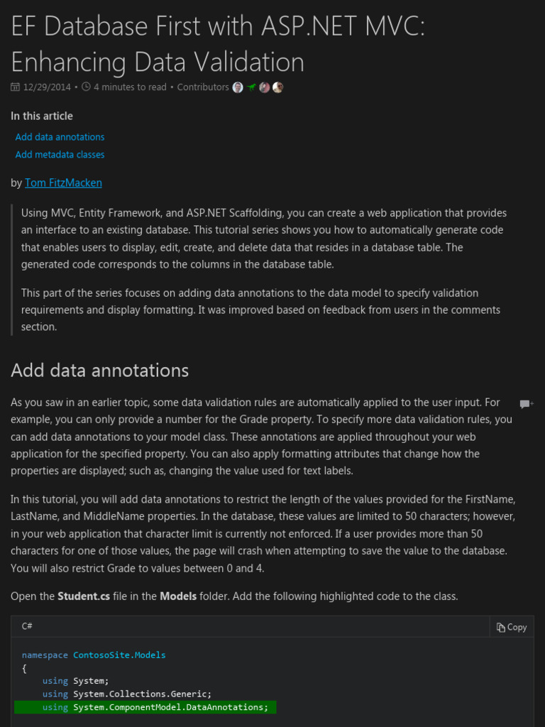 EF Database First With ASP.net MVC_ Enhancing Data Validation ... EF Database First With ASP.net MVC_ Enhancing Data Validation ...