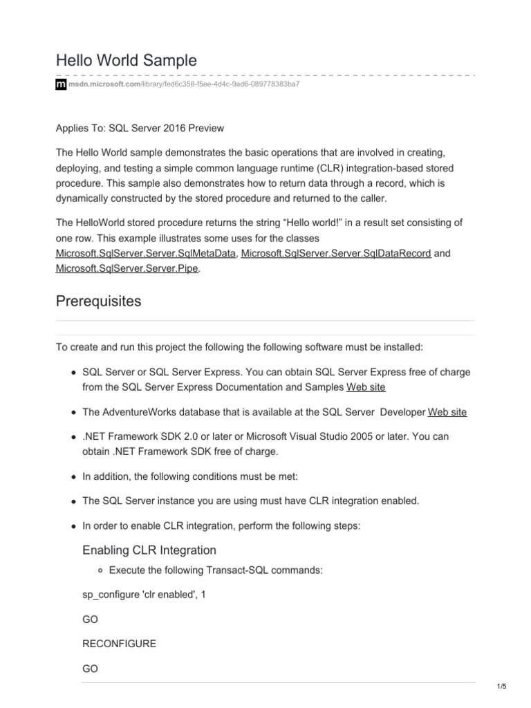 Use An Assemby in SQL Server | PDF | Microsoft Sql Server | Computer Science